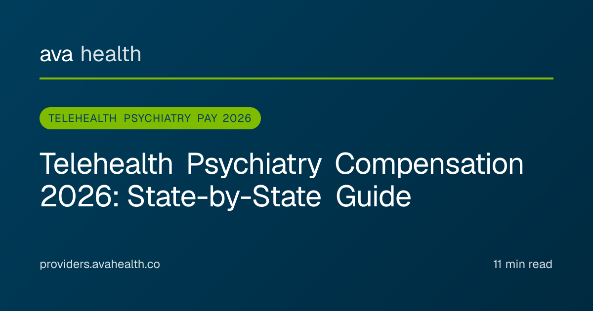 Ava Health · Telehealth Psychiatry Comp 2026 | State-by-State Pay Guide